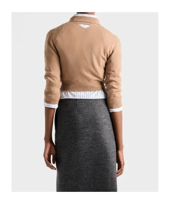 Prada Half-zip Knitted Polo Jumper - Camel Brown