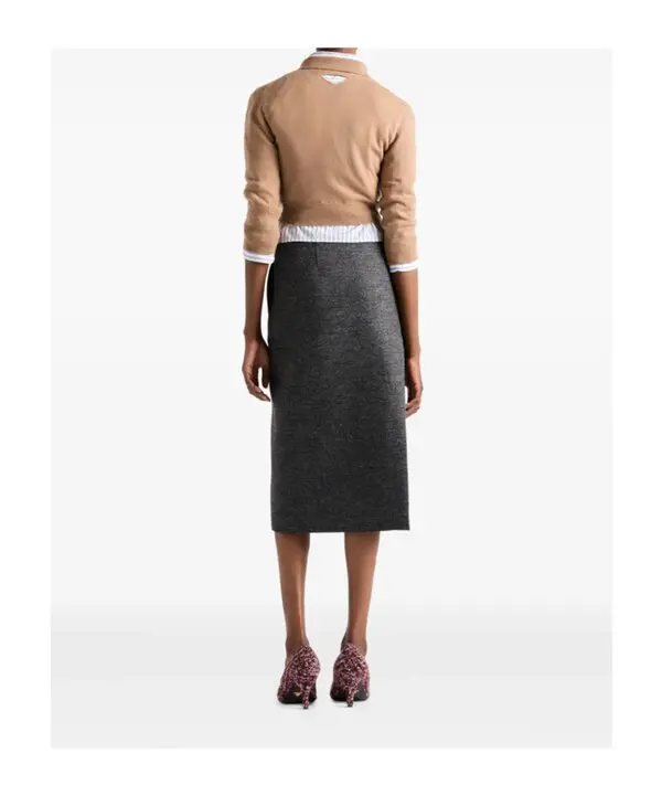 Prada Half-zip Knitted Polo Jumper - Camel Brown