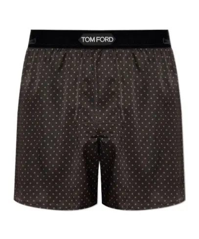 TOM FORD Polka-dot Pattern Silk Boxers - Black