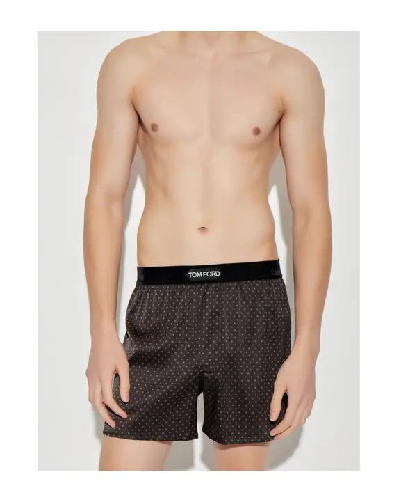 TOM FORD Polka-dot Pattern Silk Boxers - Black