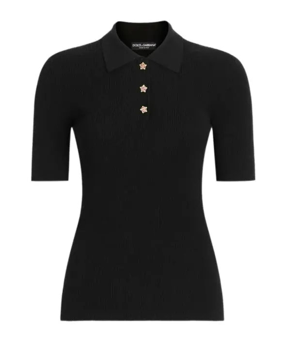 Dolce & Gabbana Ribbed Polo Sweater With Short Sleeves