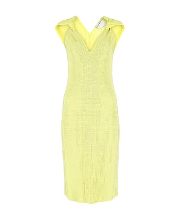 Bottega Veneta V-neck Stretch Embellished Midi Dress