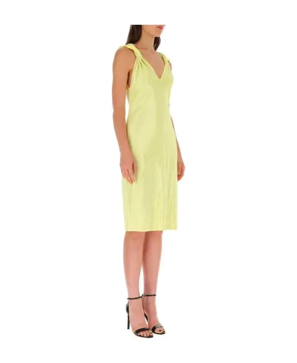 Bottega Veneta V-neck Stretch Embellished Midi Dress