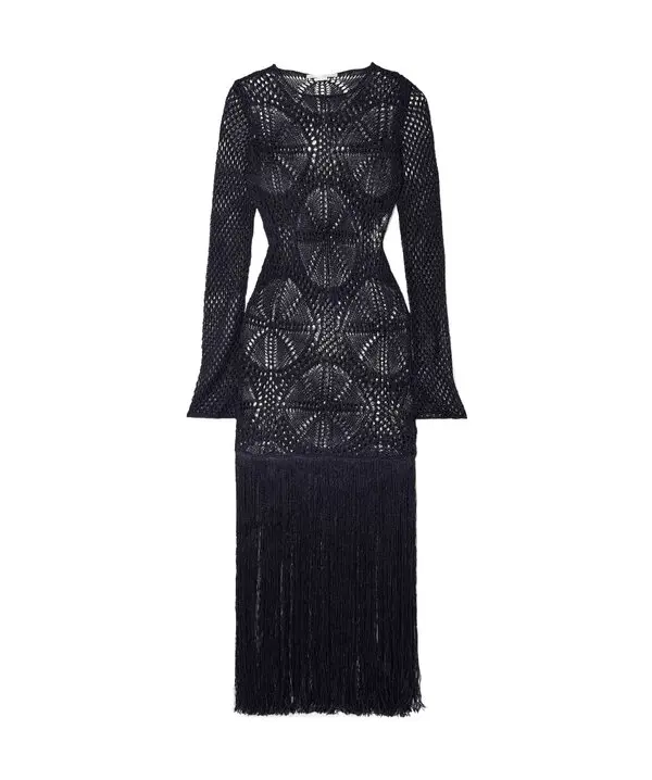 Stella McCartney Fraser Crocheted Dress With Tassels - Black