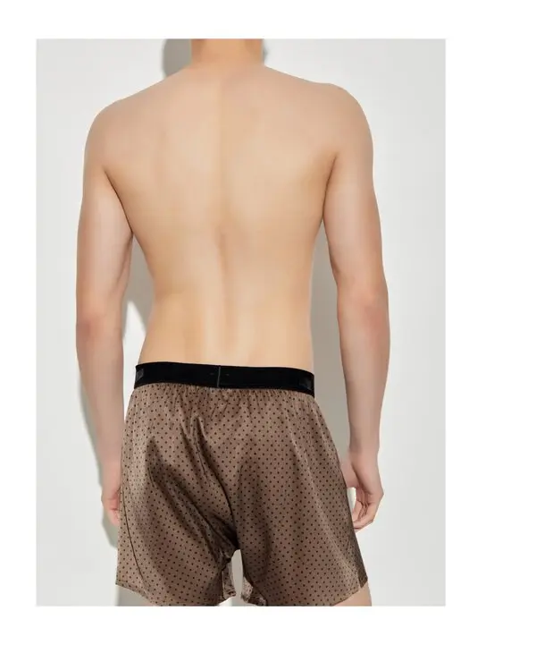 TOM FORD Polka-dot Pattern Silk Boxers - Brown