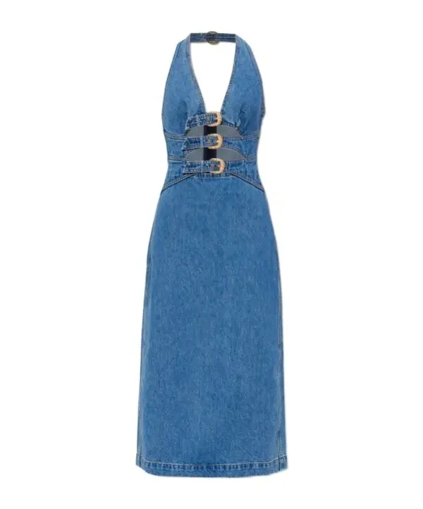 Cult Gaia Halterneck Cut-out Buckle Midi Dress - Blue