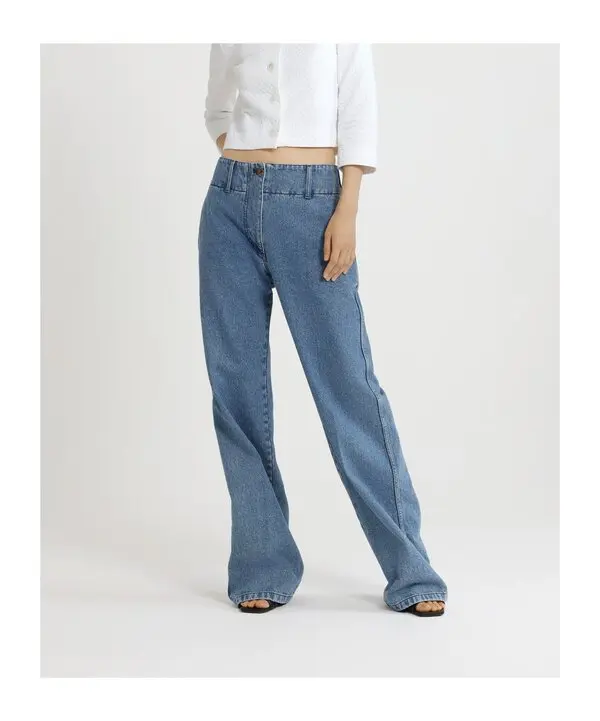 PATOU Wide-leg Jeans In Heritage Wash Cotton Denim