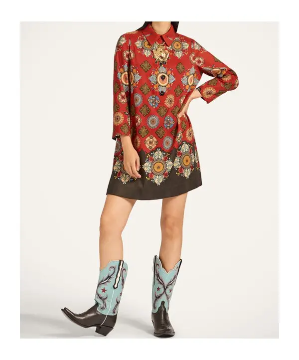 La DoubleJ Geometric Print Mini Day Dress
