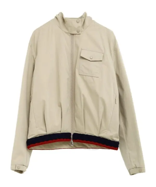 Moncler Long-sleeved Casual Jacket With Zip Closure And Chest Pocket - Sand Beige