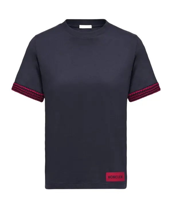 Moncler Logo Patch Crewneck T-shirt - Navy Blue