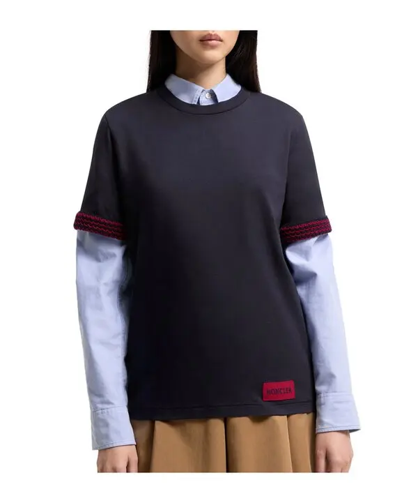 Moncler Logo Patch Crewneck T-shirt - Navy Blue