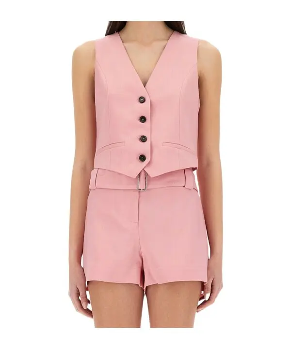 MSGM V-neck Buttoned Waistcoat - Pink