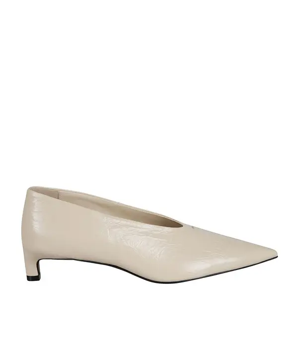 JIL SANDER Crinkled Leather Pointed-toe Pumps - White
