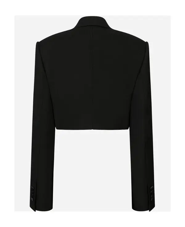 Dolce & Gabbana Cropped Tuxedo Jacket With Pointed Collar - Black