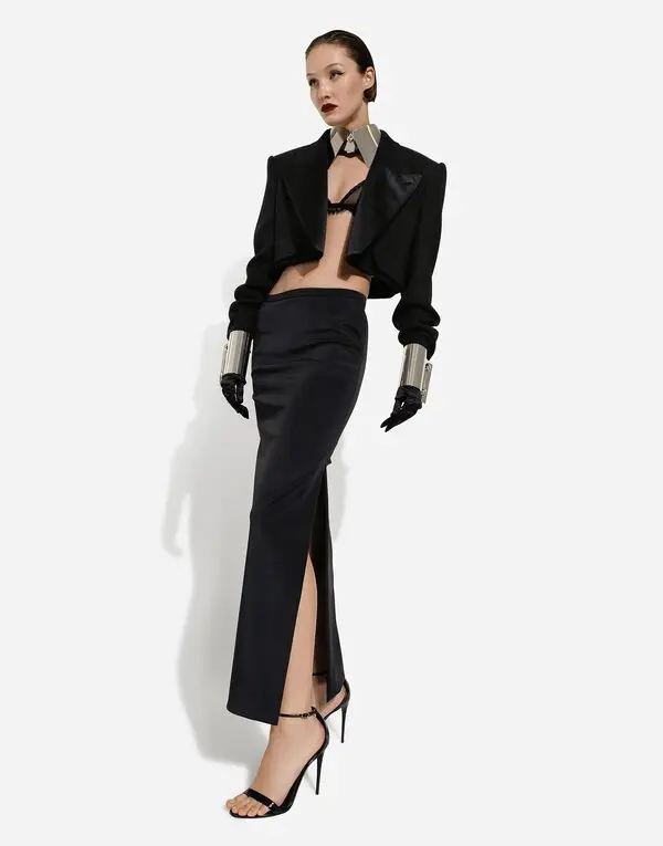 Dolce & Gabbana Cropped Tuxedo Jacket With Pointed Collar - Black