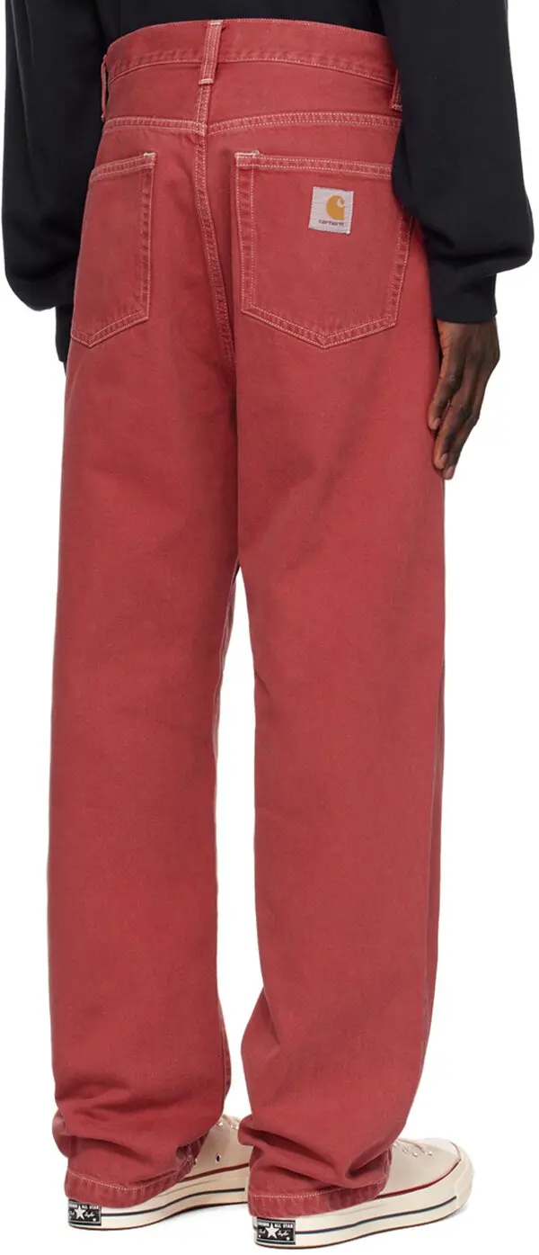 Carhartt Work In Progress Landon Logo-patch Tape Jeans - Red