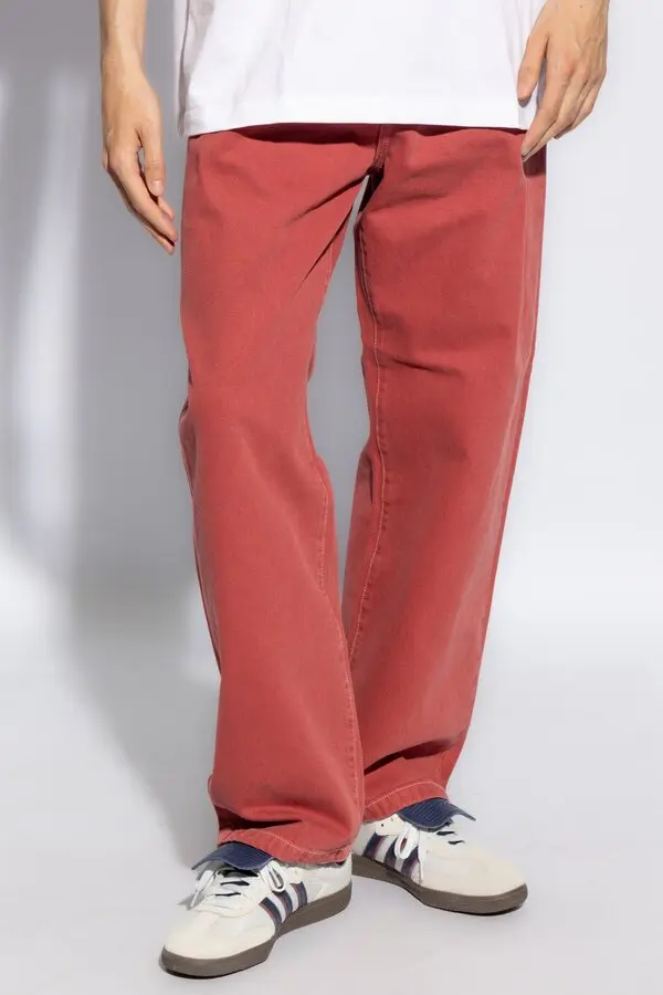 Carhartt Work In Progress Landon Logo-patch Tape Jeans - Red