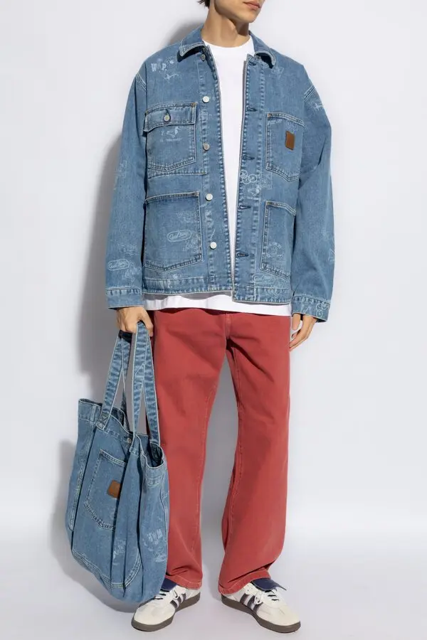 Carhartt Work In Progress Landon Logo-patch Tape Jeans - Red