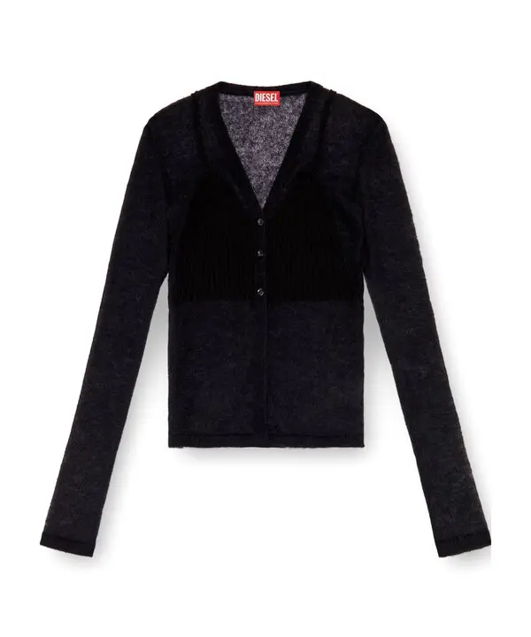 DIESEL® M-marina Sheer Bra Detailed Cardigan - Black