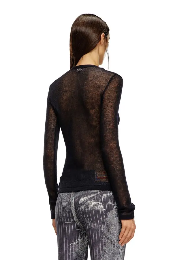 DIESEL® M-marina Sheer Bra Detailed Cardigan - Black