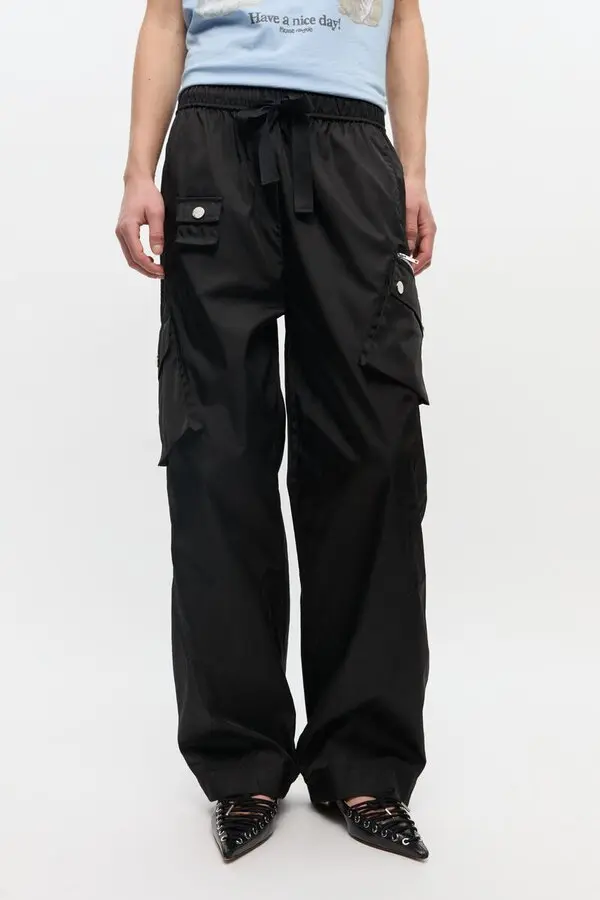 GANNI Elasticated Drawstring Waistband Trousers - Black