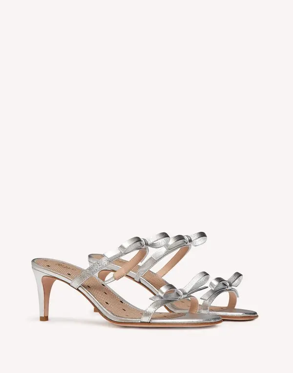 Red Valentino Silver Bow Embellished Sandals