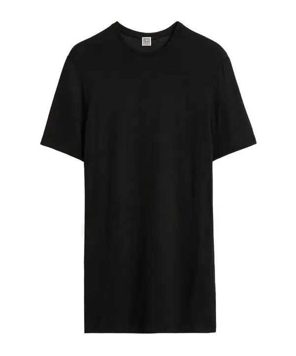 TOTEME Round Neck Short Sleeve T-shirt - Black