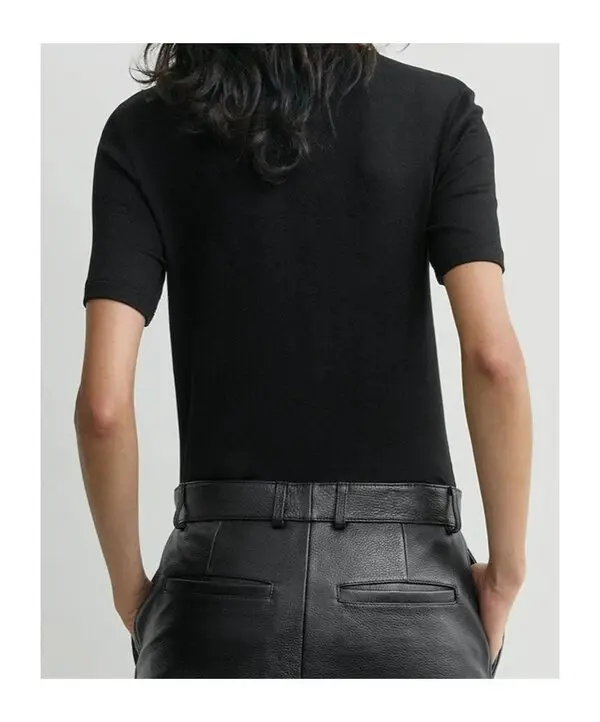 TOTEME Round Neck Short Sleeve T-shirt - Black