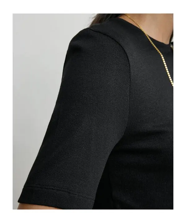 TOTEME Round Neck Short Sleeve T-shirt - Black
