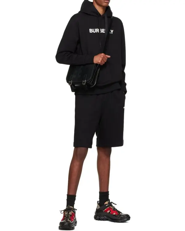 Burberry Logo Print Drawstring Hoodie - Black