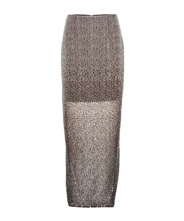 ROTATE BY BIRGER CHRISTENSEN Beaded Maxi Skirt - Gray