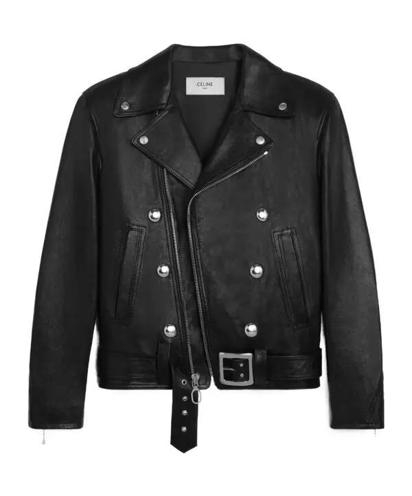 Celine Biker Jacket With Cabochons In Calfskin Leather