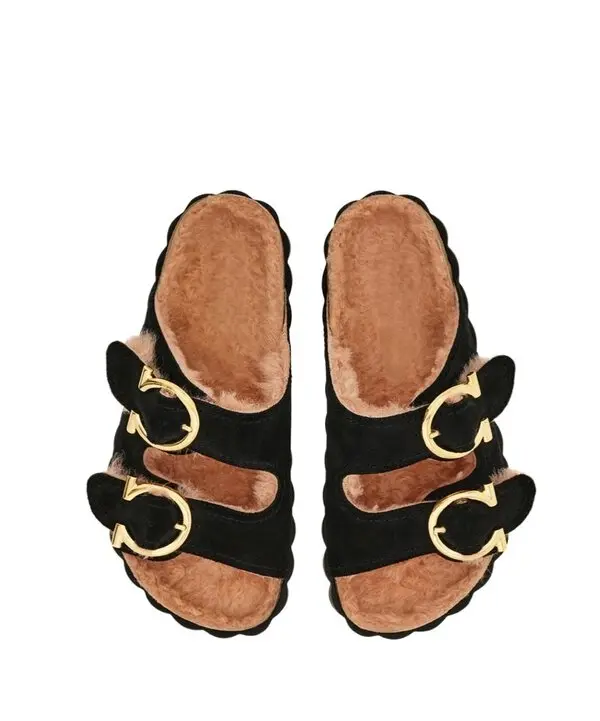 FERRAGAMO Gancini Sporty Sandals - Black