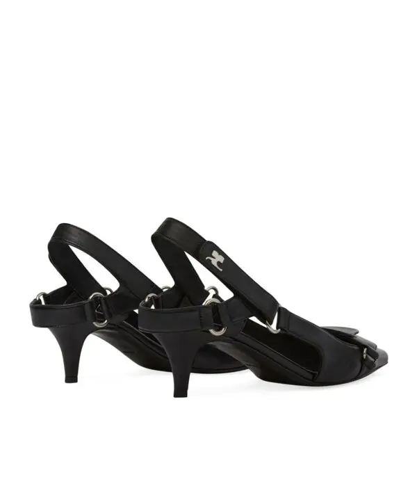 COURREGES Courrèges Racer Pointed-toe Slingback Pumps - Black