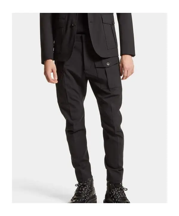 Dsquared2 Mid-rise Tapered Cargo Trousers - Black