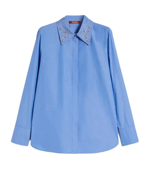 Max Mara Embellished Crystal Button-down Shirt - Light Blue