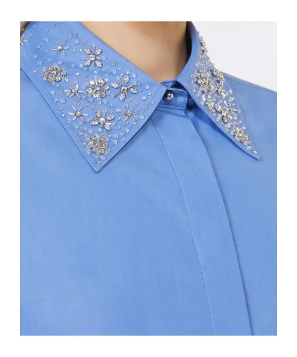 Max Mara Embellished Crystal Button-down Shirt - Light Blue