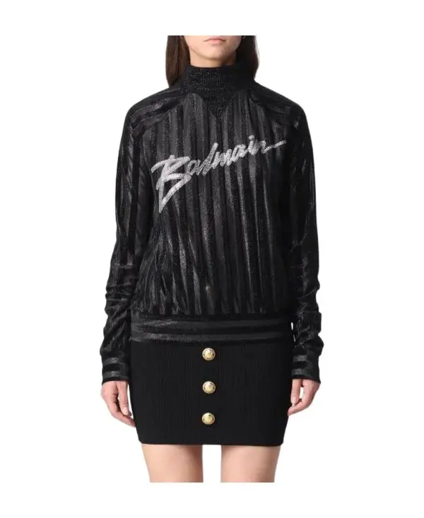 Balmain Logo Embellished Rhinestone Sweatshirt