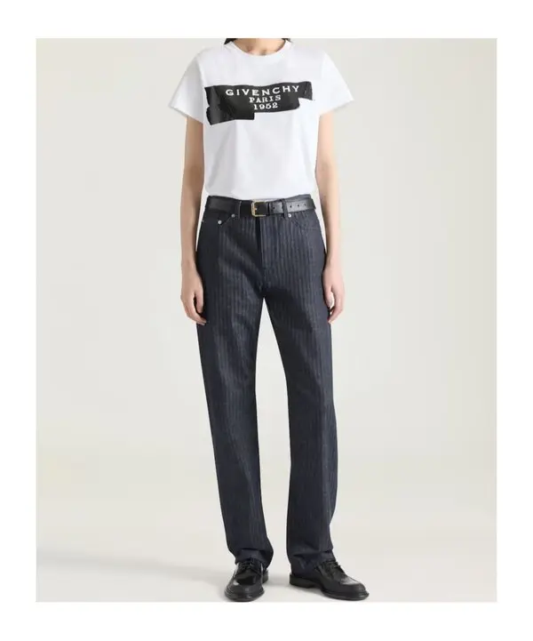 Givenchy Herringbone Straight Leg Trousers - Dark Navy