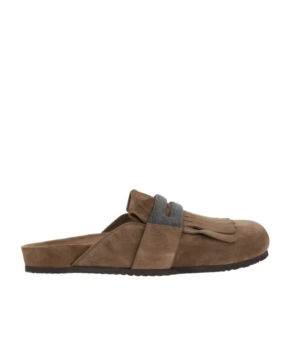 Brunello Cucinelli Monili-embellished Round-toe Mules - Sesame Color
