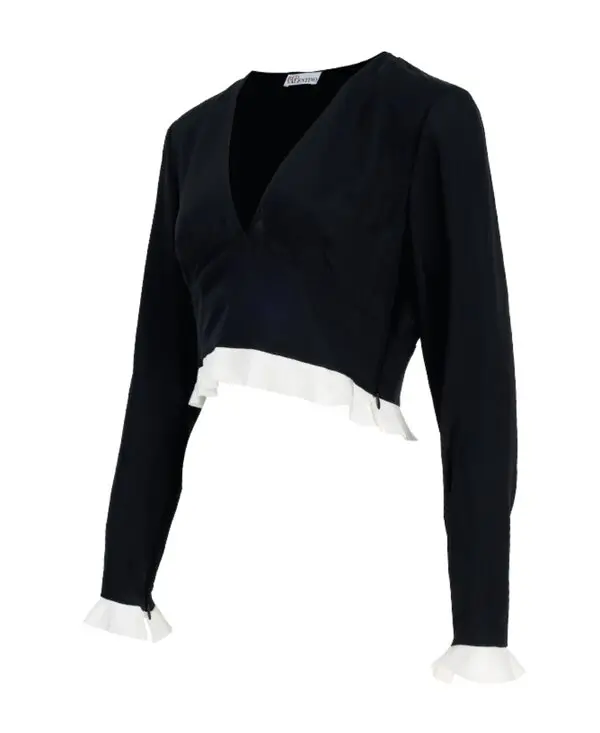 Red Valentino V-neck Blouse With Ruffled Detailing