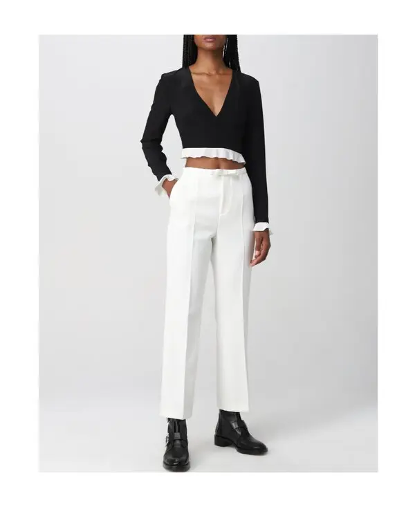 Red Valentino V-neck Blouse With Ruffled Detailing