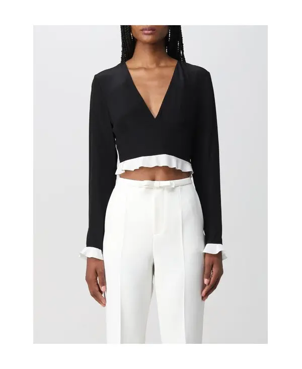 Red Valentino V-neck Blouse With Ruffled Detailing