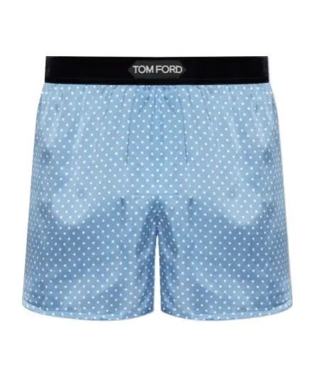 TOM FORD Polka-dot Pattern Silk Boxers - Blue