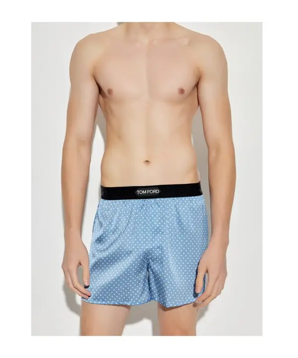 TOM FORD Polka-dot Pattern Silk Boxers - Blue