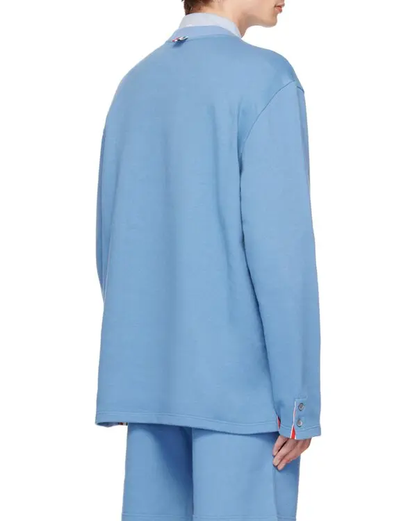 Thom Browne Crewneck Sweatshirt With Tricolor Trim - Blue