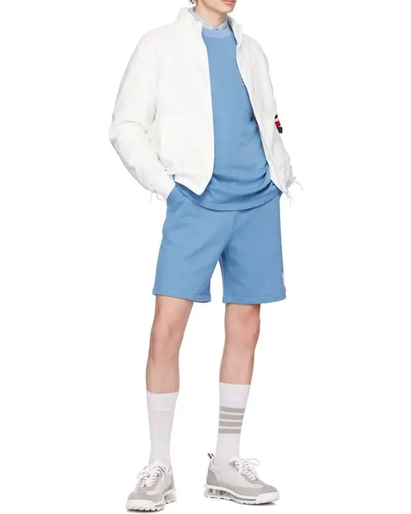 Thom Browne Crewneck Sweatshirt With Tricolor Trim - Blue