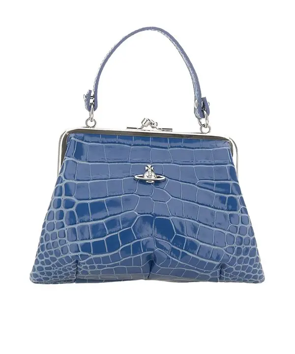 VIVIENNE WESTWOOD Granny Frame Embossed Purse With Chain Strap - Blue