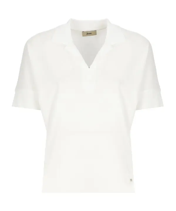 Herno V-neck Fine-knit T-shirt - White