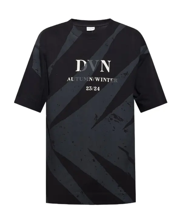 Dries Van Noten Logo Printed Crewneck T-shirt - Black
